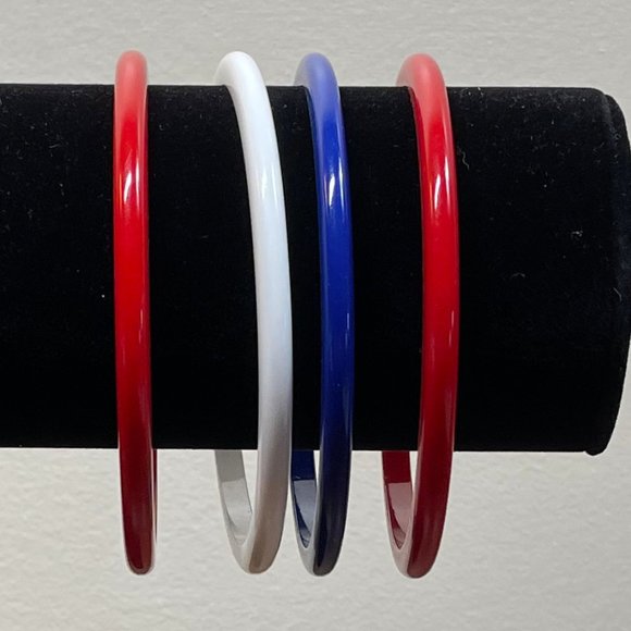 Jewelry | Patriotic Red White Blue Bangle Bracelets | Poshmark